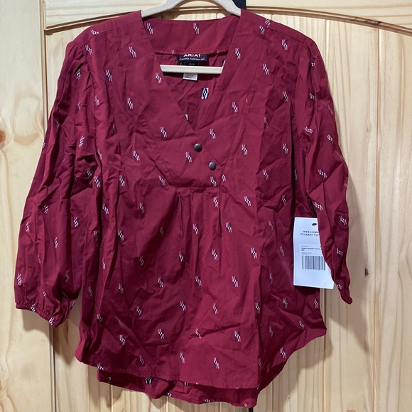 Ariat | Tops | Nwt Ariat Chimayo Peasant Top Button Accent Elastic ...